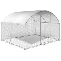 China Large Chicken Coop Walk-In Metal Poultry Cage House Rabbit Habitat Cage Spire Chicken Cage With Waterproof Cover White for sale