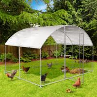 China Large Chicken Coop Walk-In Metal Poultry Cage House Rabbit Habitat Cage Spire Chicken Cage With Waterproof Cover White for sale