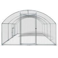China Chicken Coop Galvanized Metal Walk in Chicken Cage Large Rabbit Cage Poultry Cage Fenced Backyard with Cover and Fence for sale