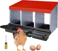 China 3 Compartment Roll Out Chicken Nesting Box for Up to 15 Hens Heavy Duty Best Nest Box for Chickens and Poultry with Lid for sale
