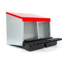 China 2 Compartment Rollaway Chicken Nesting Box in Galvanized Sheet Metal Egg Box Red for sale