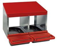 China 2 Compartment Rollaway Chicken Nesting Box in Galvanized Sheet Metal Egg Box Red for sale