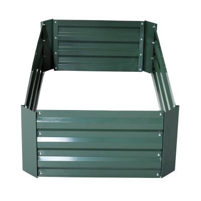 China Metal Raised Garden Bed for Vegetables Large Planter Box Steel Gardening Kit Outdoor Herb  Green 6x3x1ft for sale