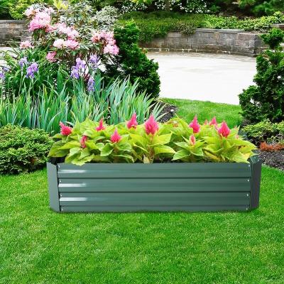 China Metal Raised Garden Bed for Vegetables Large Planter Box Steel Gardening Kit Outdoor Herb  Green 6x3x1ft for sale