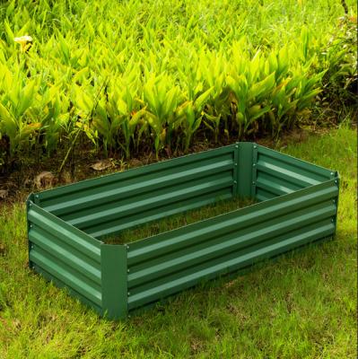 China Metal Raised Garden Bed for Vegetables Large Planter Box Steel Gardening Kit Outdoor Herb  Green 6x3x1ft for sale