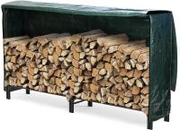 China Firewood Rack with Cover Metal Log Store Outdoor 200 x 116 x 36 cm Black for sale