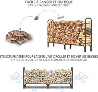 China Firewood Rack with Cover Metal Log Store Outdoor 200 x 116 x 36 cm Black for sale