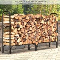 China Firewood Rack with Cover Metal Log Store Outdoor 200 x 116 x 36 cm Black for sale