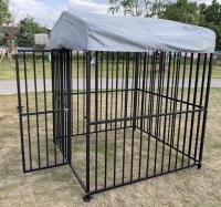 China Metal kennel outdoor large dog cage easy to clean and rustproof with lockable dog door with waterproof & anti-UV cover for sale