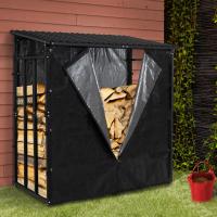 China Indoor outdoor durable firewood holder accessories vertical wrought iron portable firewood log rack stand with cover for sale