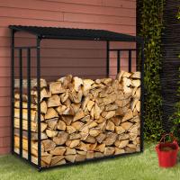 China Indoor outdoor durable firewood holder accessories vertical wrought iron portable firewood log rack stand with cover for sale