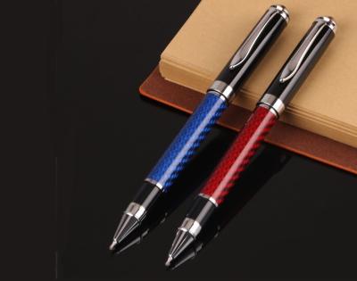China Carbon Fiber roller Pen   luxury black  red blue silver colorful carbon fiber Sign pen tubes for sale