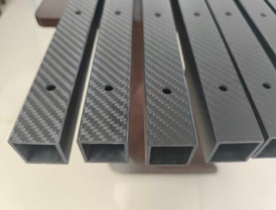 China square carbon fiber tube with CNC maching service drill holes for sale