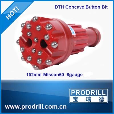 China Concave or Convex M60-152/154/156/159/165/171/178/185/190mm High Air Pressure DTH Bits for sale