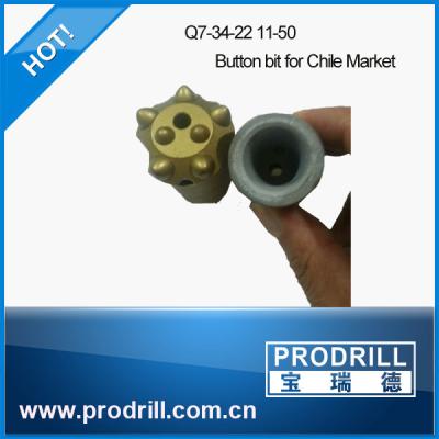 China 7 degree 34mm(Q7-34-22 11-50) buttons Tapered Drill Bit for Chile Market for sale