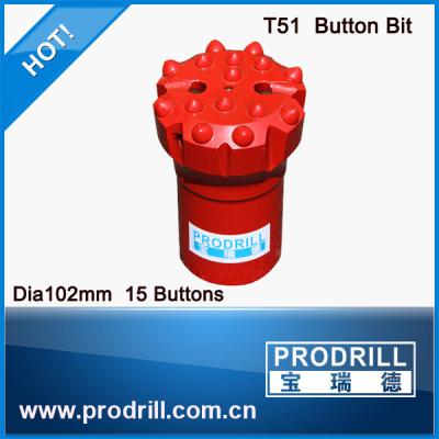 China T51 102mm flat face 15 buttons YK05 carbide thread bits for mining for sale