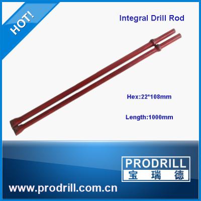 China Hex.22*108mm with Length 1000mm Integral drill rod for sale