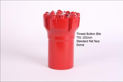 China Thread Button Bits T51 102mm Standard flat face Dome for sale