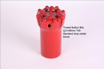 China Thread Button Bits Q14-89mm T45 Standard drop center Dome for sale