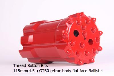 China Thread Button Bits  GT60 115mm retrac body flat face Ballistic for sale