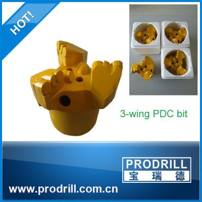 China 65mm-127mm 3-Wing PDC Bit for Water Well Drilling for sale