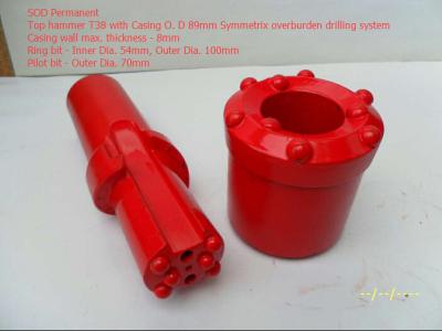 China Top hammer T38 with Casing O. D 89mm Symmetrix overburden drilling system for sale