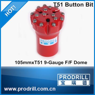 China Thread button bits T51-105mm, regular skirt,F/F, Dome for sale