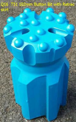 China T51 102mm Thread button bits with Retrac skirt and 16 buttons for sale