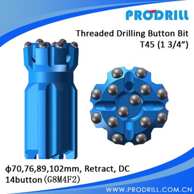 China T45-70, 76, 89, 102mm Thread button bit，retrac, DC, 14buttons for sale