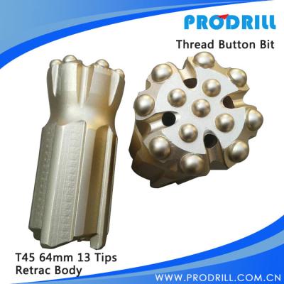 China Thread Button Bit, T45-64mm, Retrac, F/F, 13buttons for sale