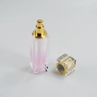 China 50ml Capacity Square Lotion Bottle Luxury Cosmetic Container with Acrylic Collar for sale