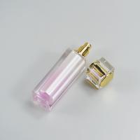 China 50ml Capacity Square Lotion Bottle Luxury Cosmetic Container with Acrylic Collar for sale