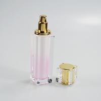 China 50ml Capacity Square Lotion Bottle Luxury Cosmetic Container with Acrylic Collar for sale