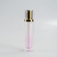 China 50ml Capacity Square Lotion Bottle Luxury Cosmetic Container with Acrylic Collar for sale