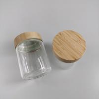 China 250ml Stocked Sealed Clear Round Borosilicate Glass Jar with Bamboo Lid Color Options for sale