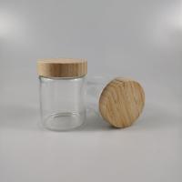 China 250ml Stocked Sealed Clear Round Borosilicate Glass Jar with Bamboo Lid Color Options for sale