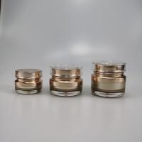 China 15g 30g 50g Round Gold Eco-Friendly Acrylic Cream Jar with Oblique Shoulder Design for sale