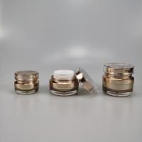 China 15g 30g 50g Round Gold Eco-Friendly Acrylic Cream Jar with Oblique Shoulder Design for sale
