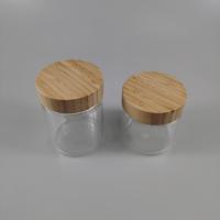 China 250ml Stocked Sealed Clear Round Borosilicate Glass Jar with Bamboo Lid Color Options for sale