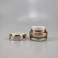 China 15g 30g 50g Round Gold Eco-Friendly Acrylic Cream Jar with Oblique Shoulder Design for sale