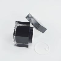 China Acrylic Collar Jar for Skin Care Cream in Thick Wall Square Shape Customized Color for sale