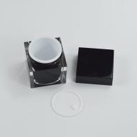 China Acrylic Collar Jar for Skin Care Cream in Thick Wall Square Shape Customized Color for sale