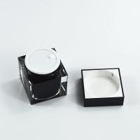 China Acrylic Collar Jar for Skin Care Cream in Thick Wall Square Shape Customized Color for sale