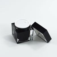 China Acrylic Collar Jar for Skin Care Cream in Thick Wall Square Shape Customized Color for sale