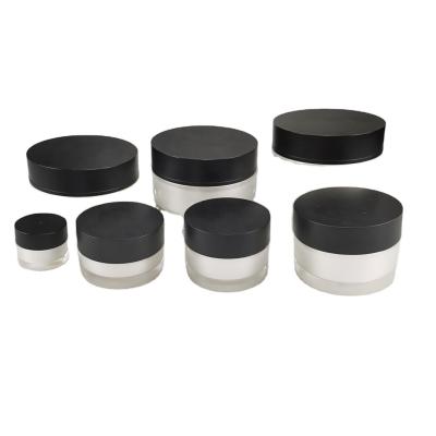 China 110g Plastic Cap Round Acrylic Black and White Cream Jar with Black Lid for Skin Care for sale