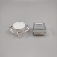 China Skin Care Cream Plastic Cap 15g 30g 50g Square Acrylic Eye Cream Jar with Diamond Silver Lid for sale