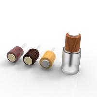 China Plastic Cap Included 18mm 20mm 24mm Bamboo Wood Press Button Dropper for Essential Oil Bottle for sale