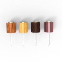 China Plastic Cap Included 18mm 20mm 24mm Bamboo Wood Press Button Dropper for Essential Oil Bottle for sale