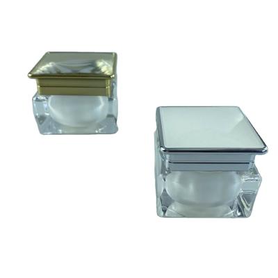 China Silk-screen Printing Cosmetic Jar 30g/50g Square Acrylic Jar for end Makeup Packaging for sale