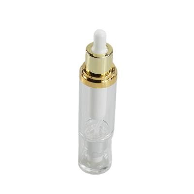 China Customized Liquid Foundation Double Tube Dropper Bottle with Acrylic Collar Material for sale